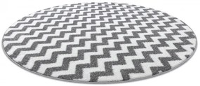 Kulatý koberec SKETCH JACK šedý / bílý - Cikcak
