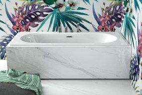 Besco Vitae Slim+ obdélníková vana akrylátová 160 x 75 cm s nožičkami sifon zlatá barva bílá VANVIT16SLIMPLZ+OLVPINOZ