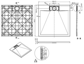 BPS-koupelny Čtvercová akrylátová sprchová vanička HYD-SSV-MIKO 90x90 bílá