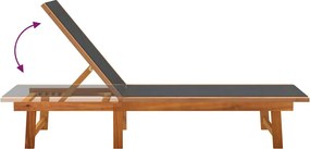 Lehátka 2 ks černá masivní akáciové dřevo a textilen 3279247