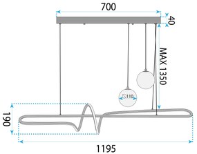 Toolight Toolight, LED stropní osvětlení 120cm, LHJ039-CP, zlatá matná, OSW-60024