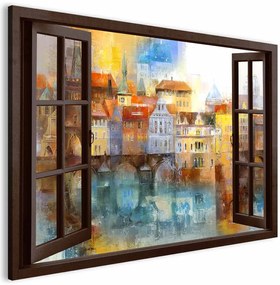 Malvis ® Obraz pražské panoráma za oknem Velikost: 120x80 cm