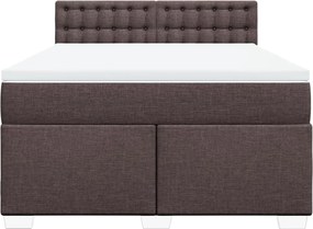Box spring postel s matrací tmavě hnědá 160x200 cm textil 3285956
