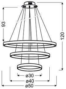 Zlaté závěsné LED svítidlo Lune kulaté 50cm 60W  - Candellux
