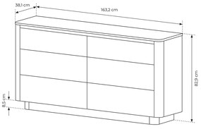 TORRO d | komoda 163 6S | 163 cm | dub cremona/černá
