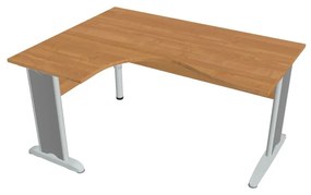 Stůl ergo vlna pravý 160×120/80 cm - Hobis Cross CE 2005 P Dekor stolové desky: olše, Dekor lamino podnože: olše, Barva nohou: Stříbrná