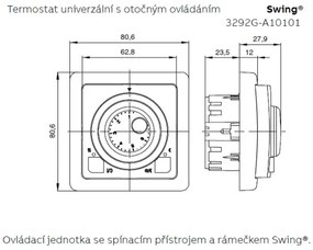 ABB Swing (L) termostat otočný 3292G-A10101 B1 jasně bílá