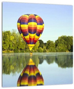Obraz horkovzdušného balónu na jezeře (30x30 cm)