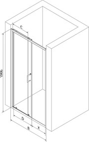 Mexen Apia posuvné sprchové dveře 135 cm, transparentní, chrom - 845-135-000-01-00