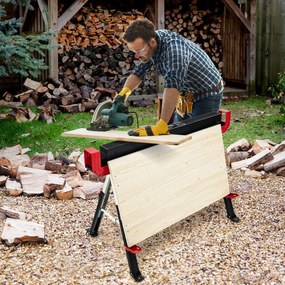 Costway Skládací pila 2 obal vyrobený z oceli 2 × 4 Podpěrná ramena 61,5–82,7 cm
