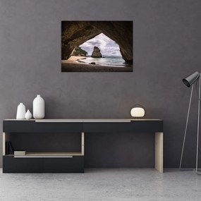 Skleněný obraz z jeskyně, Nový Zéland (70x50 cm)