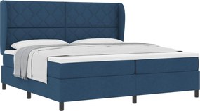 Postel s boxspringem s čelo Modrá 200 x 200 cm textil 3340654