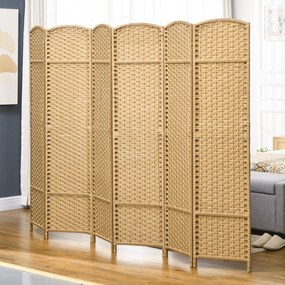 HOMCOM 6 Panelů 240 x 170 cm Bambusový Paravan Skládací Zábrana pro Ochranu Soukromí do Obývacího Pokoje Přirodní