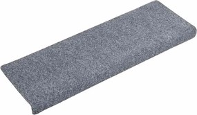 Schodové rohože samolepicí 15 ks 65 x 21 x 4 cm světle šedé s obdélníkovým okrajem 134564