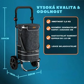 Nákupní taška na kolečkách EASY, 50l, černá Jurhan
