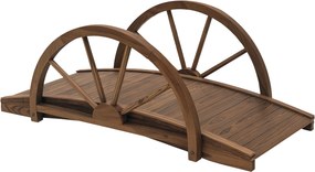 Dřevěný zahradní most Outsunny s designem kol, most přes rybník do 150 kg nosnosti, dekorativní most, zahradní park dvůr 100 x 50 x 37 cm Uhlově šedá