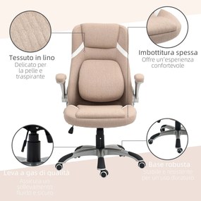 Ergonomická kancelářská židle Vinsetto s sklápěcími područe a opěrkou hlavy, otočná pracovní židle s bederní oporou, nastavitelná výška a houpací fun…