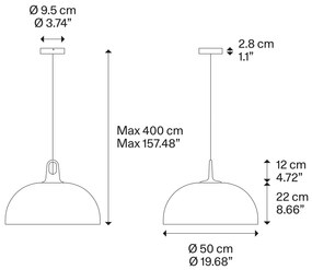 Lodes Závěsné svítidlo Jim Dome, Ø 50 cm,1x E27 Barva: Matná champagne, Barva struktury: Šedá