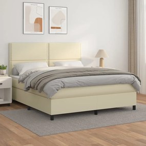 vidaXL Box spring postel s matrací krémová 160x200 cm umělá kůže