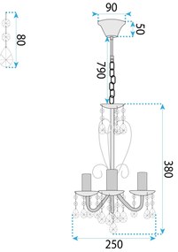 Toolight Závěsné osvětlení Retro D78 EBT013-3CP černé