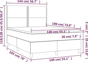 Box spring postel s matrací tmavě šedý 140 x 190 cm textil 3142250