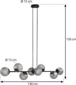 Závěsné svítidlo Lindby Isamer kouřově šedá 130 cm 8x E14 10W LED bez žárovek stmívatelné 10034203