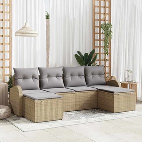 Set pohovek 6 ks Beige a světle šedá polyratan 3354819