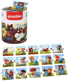 PUZZLIKA Baby dějové puzzle skládačka Výroba džínů velké dílky set 15ks pz14231