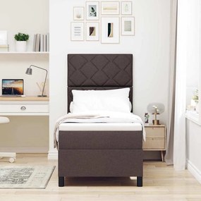 Postel s boxspringem s čelo Tmavě hnědá 80 x 200 cm textil 3339423