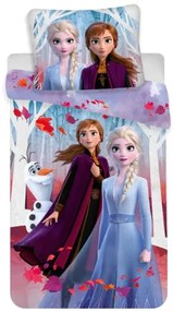 Textylia Dětské bavlněné licenční povlečení Anna a Elza Frozen 140x200cm fialové