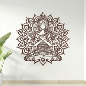 Dřevěná mandala jóga žena – 3D obraz na zeď do obývacího pokoje | SENTOP PR0511