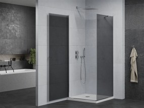 Mexen Pretoria, sprchový kout 100 (dveře) x 100 (stěna) cm, 6mm šedé sklo, chromový profil + bílá sprchová vanička, 852-100-100-01-40-4010