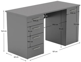 Kondela Psací stůl, grafit, EUSTACH