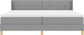 Postel s boxspringem s čelo Světle šedá 200 x 200 cm textil 3341314