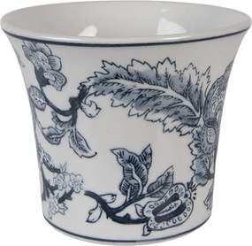 Porcelánový obal na květináč s modrými květy Vintage Unique M - Ø 16*13 cm