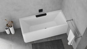 Polysan Cascata R Monolith obdélníková vana 180 x 80 cm pravá kaskáda černá akrylát bílá 73836MR.102