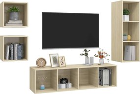 4dílný set TV skříněk dub sonoma kompozitní dřevo 3079775