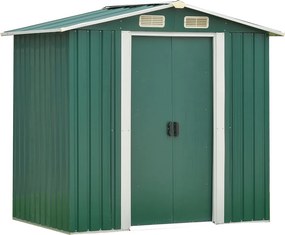 Plechový zahradní domek na nářadí, zelená / bílá, 2x1,3x1,8 m, HAMAL TYP 1