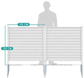 Zahradní zapichovací plotový panel, 122x122 cm, 2 ks, bílý