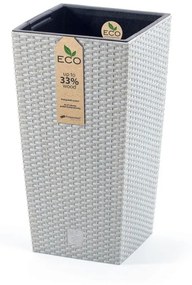 PROSPERPLAST Květináč - RATO SQUARE Eco Wood Rozměr: 20x20 cm, Barva: bílá