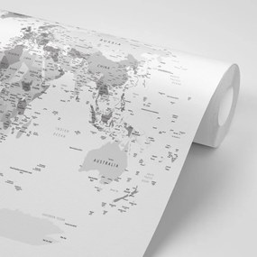 Samolepící tapeta černobílá mapa s názvy