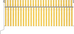 vidaXL Ručně zatahovací markýza s roletou a LED 4,5 x 3 m [3069443] Barva: Žluto-bílá