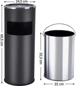 Venkovní stojací popelník 30L, černý