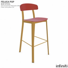 Barová židle Feluca Pop Barva kovové konstrukce: Ochre yellow 79, Barva sedáku a opěradla z recyklovaného plastu: Coral red IS527