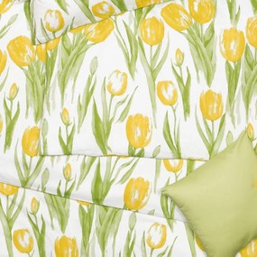 SCANquilt povlečení SATÉN DESIGN tulips žlutozelená 240 x 200/70 x 90 cm