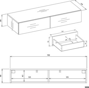Závěsný toaletní stolek MIKA 110 cm bílý
