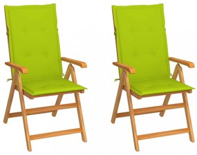Zahradní židle 2 ks teak / látka Dekorhome Světle zelená