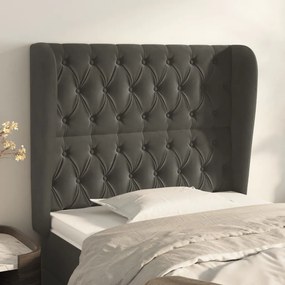 Čelo postele typu ušák tmavě šedé 103x23x118/128 cm samet 3118335