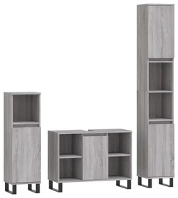 3dílný set koupelnového nábytku šedý sonoma kompozitní dřevo,  3190313