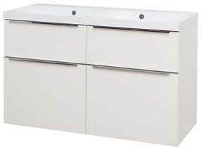 Mereo Mereo, Mailo, koupelnová skříňka s umyvadlem z litého mramoru 121 cm, bílá, dub, antracit, CN513M